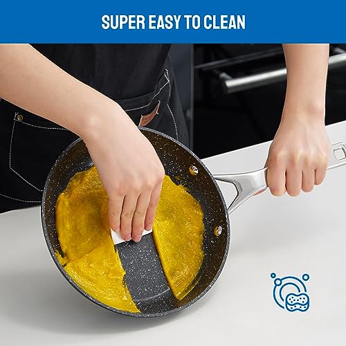 Induction Cookware Nonstick, BEZIA Pots and Pans Set for Induction Cooktop, Compatible with All Stoves, Dishwasher Safe Kitchen Cooking Pan Set with Frying Pans, Saucepans & Stockpot, 10-Piece