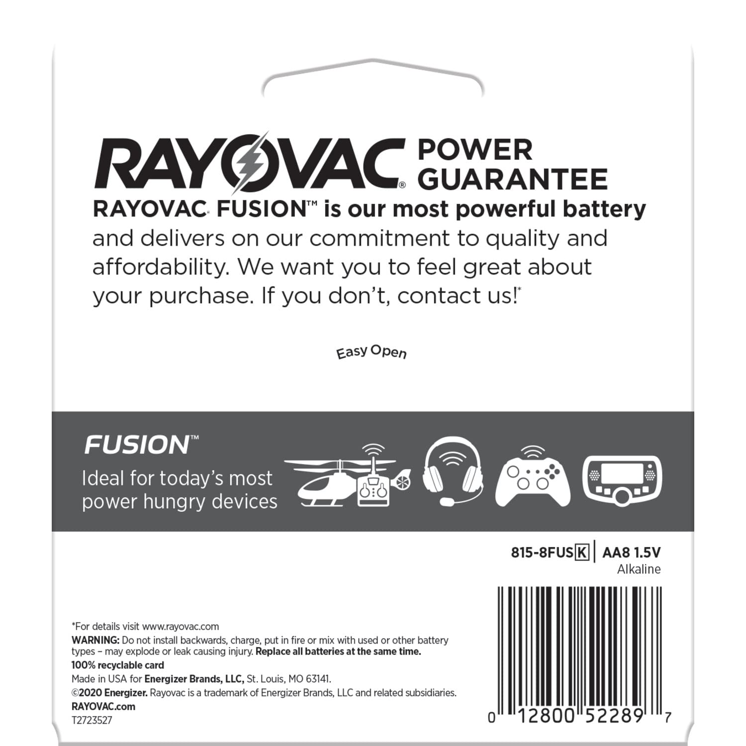 Rayovac Fusion AA Batteries, Premium Alkaline Double A Batteries (8 Battery Count)