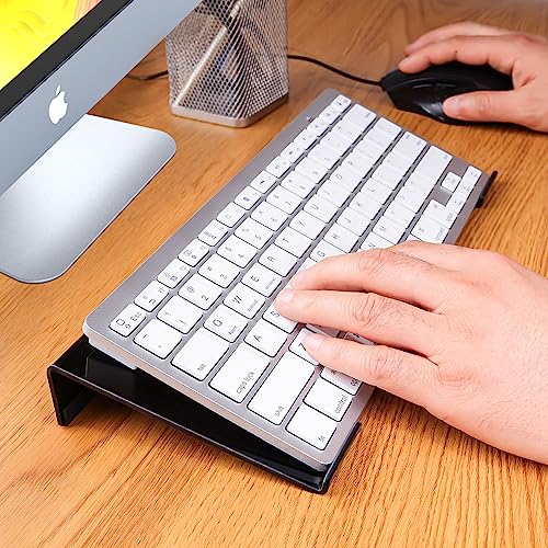 Egchi Computer Keyboard Stand for Desk 78 Keys, 11.8 x 5.1 Inch Keyboard Tray, Black Acrylic Keyboard Riser Lift, Apple Keyboard Holder