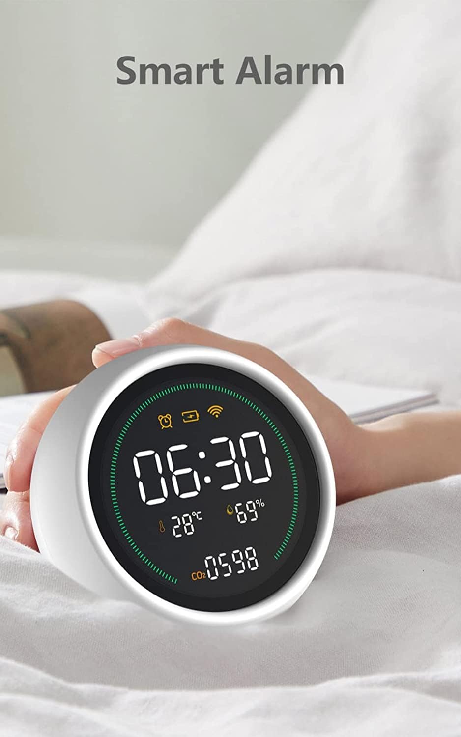 Carbon Dioxide CO2 + PM2.5 Air Quality Monitor, Pollution & Ventilation Meter – Temperature and Humidity Sensor – Measure Indoor Ventilation Levels with CO2 PPM and PM2.5 Micron Dust Levels