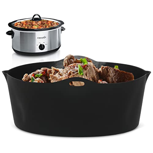 Reusable Silicone Slow Cooker Liners for 7-8 Quart Crock Pot - Easy Clean Oval Shape Silicone Crockpot Reusable Inserts With Lift Handle, Leakproof, Dishwasher Safe