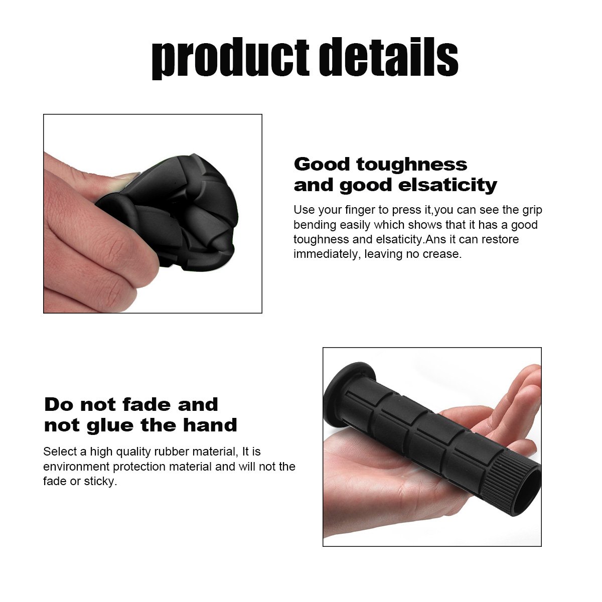 Bike Handle Grips BRGOOD Handlebar Grips Non-Slip Rubber Bicycle Grips for Adults Fits Mountain Cruiser Scooter Foldable Bicycle Tricycle BMX MTB