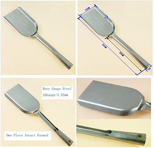 Fireplace 14-Inch Long Ash Shovel, One Piece Intact Formed BBQ Charcoal Ash Poker Scoop, Mini Dust Pan, Oven Ash Shovel, Heavy Gauge Steel Stove Coal Shovel