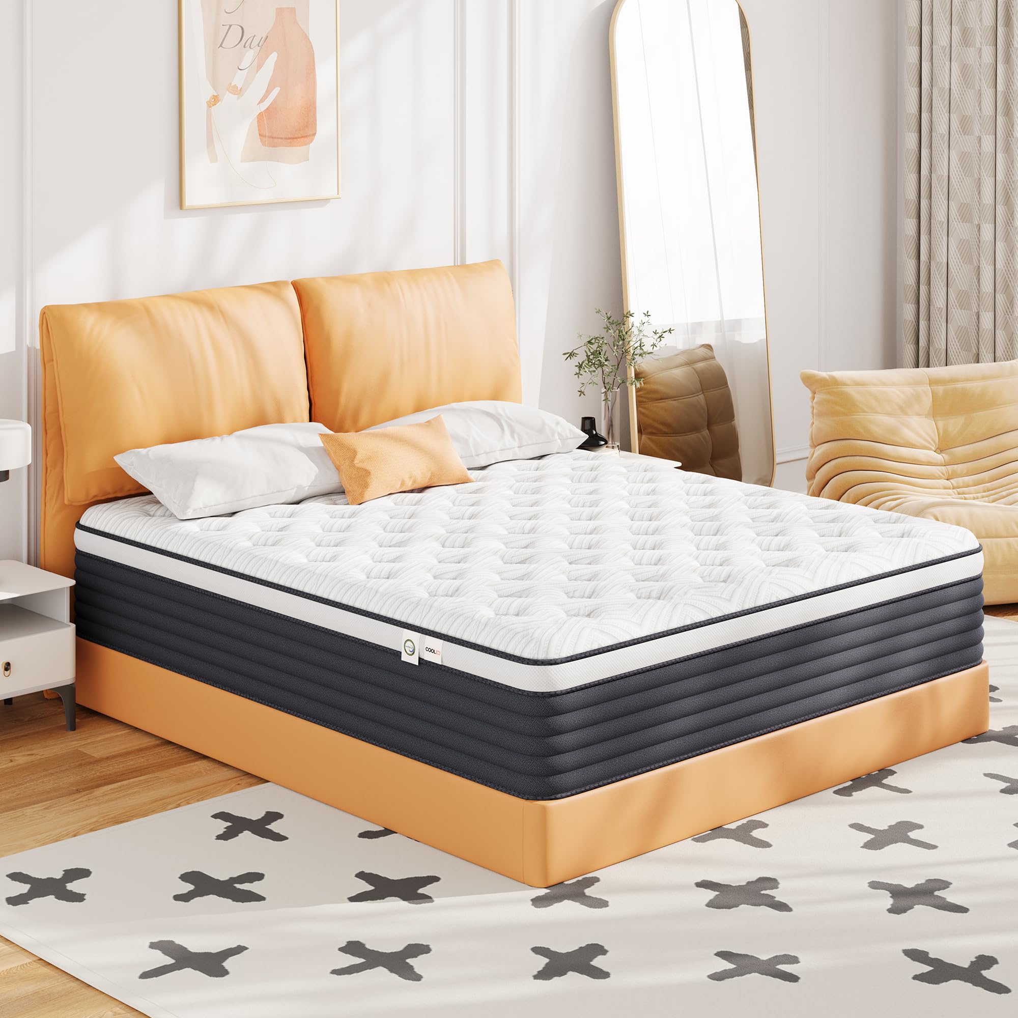 COOLMI Full Mattress, 12 Inch, Pressure Relief, Protecting Spine, Silent Sleep, Soft and Comfortable Medium Firm Memory Foam, CertiPUR-US.