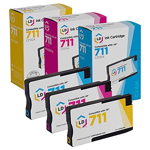 LD Products Remanufactured Ink Cartridge Replacement for HP 711 (Cyan, Magenta, Yellow, 3-Pack)