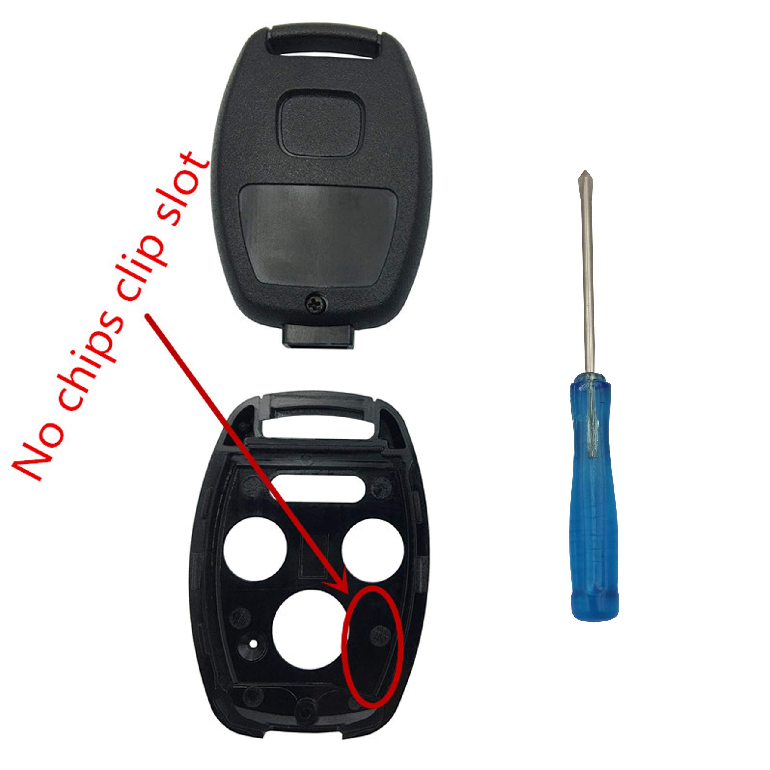 BINOWEN 4 Buttons Replacement for Keyless Entry Smart Remote Control Key Fob Shell Case Fit for 2008-2012 Honda Accord 2006-2013 Honda Civic EX 2009-2015 Honda Pilot(2PCs)