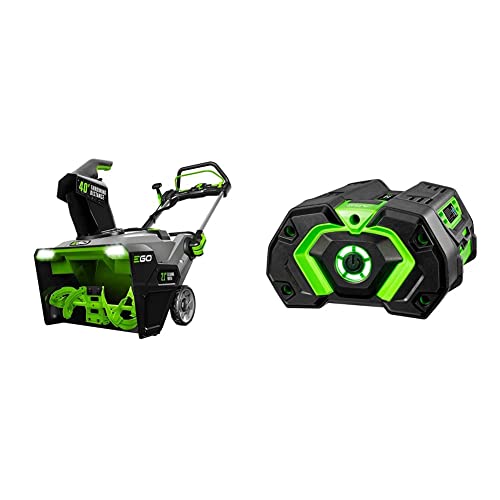 EGO Power+ SNT2112 Peak Power Snow Blower with Steel Auger - 5.0Ah Battery and Dual Port Charger Included, Black & BA2800T 56-Volt 5.0 Ah Battery with Upgraded Fuel Gauge (3rd Generation)