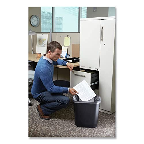 Rubbermaid 295600Bk Deskside Plastic Wastebasket, Rectangular, 7 Gal, Black