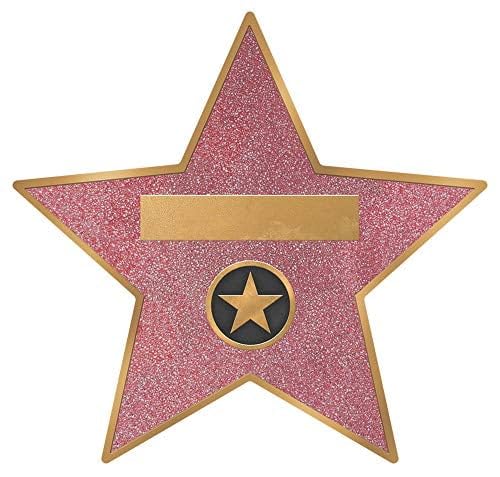 Glitz & Glam Star Decal Clings - 11.3" x 12" (Pack of 8) - Removable & Reusable Pink & Gold Coated Cardboard Decor for Celestial-Themed Events, Parties & Bedrooms