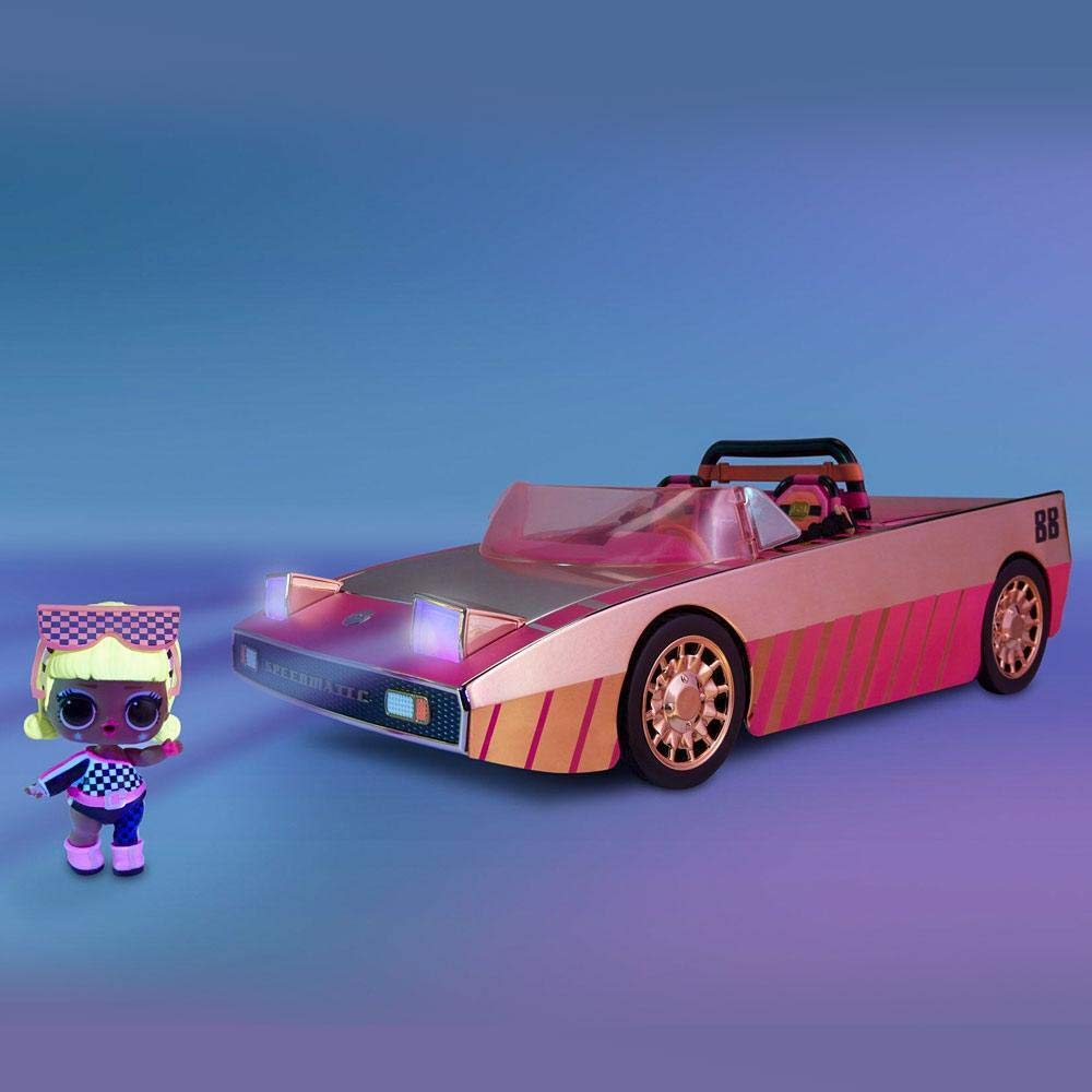 LOL Surprise Car Pool Coupe with Exclusive Doll, and Dance Floor - Toy Car Playset with Black Light Headlight and Play Set Accessories - Great Birthday Gift for Kids Ages 6-8 Years