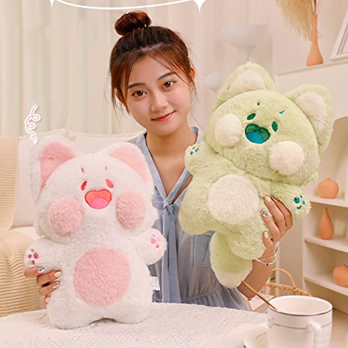 PEACHCAT Cute Cat Plush Pillow Kitten Plushie Kawaii Cat Stuffed Animal White with Angel Wings 15.7"
