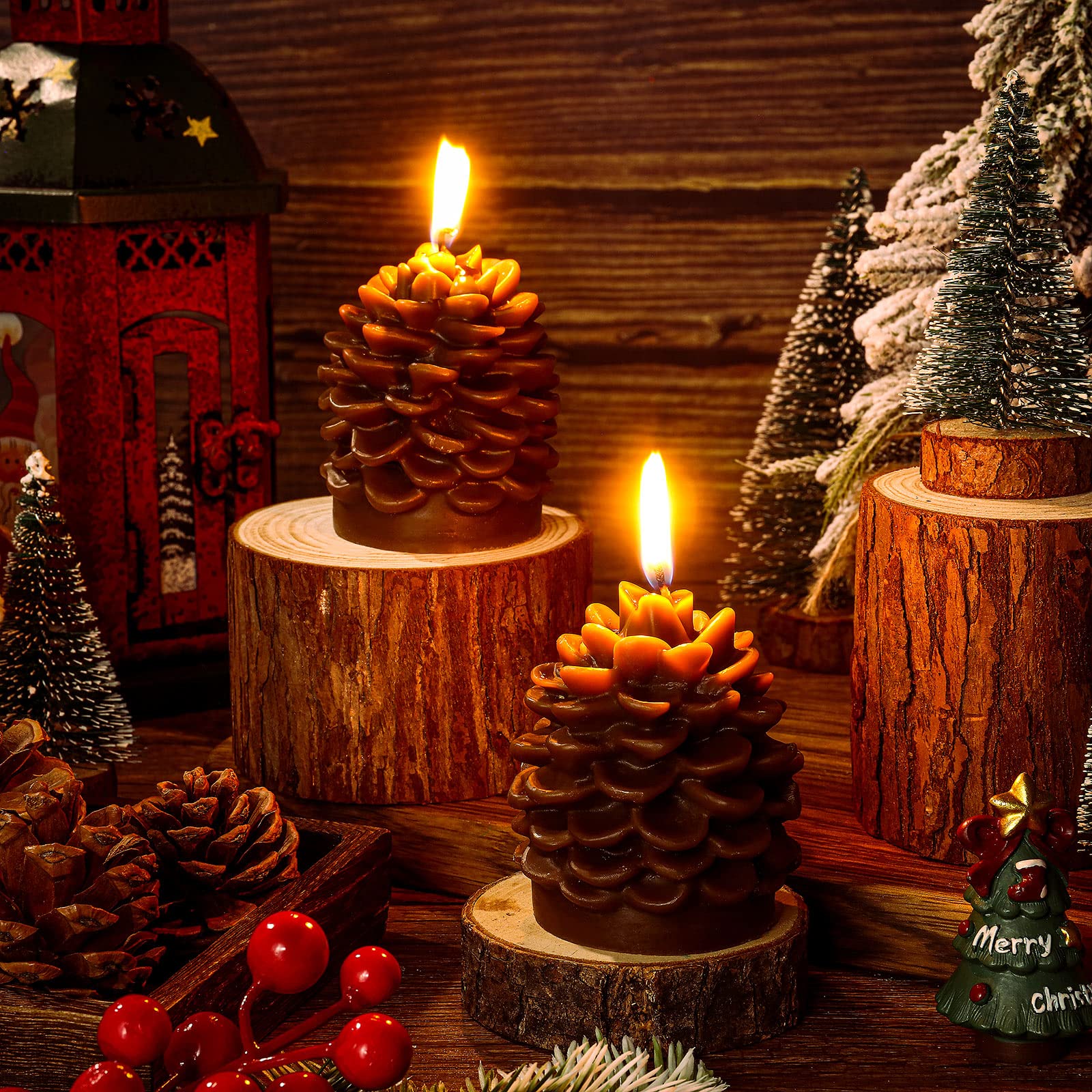 Christmas Scented Candles Gift Wax Realistic Tree Shaped Candle for Home Cute Aromatherapy Candles for Christmas Party Holiday New Year Decoration (Christmas Pine Cone, 2 Pcs)