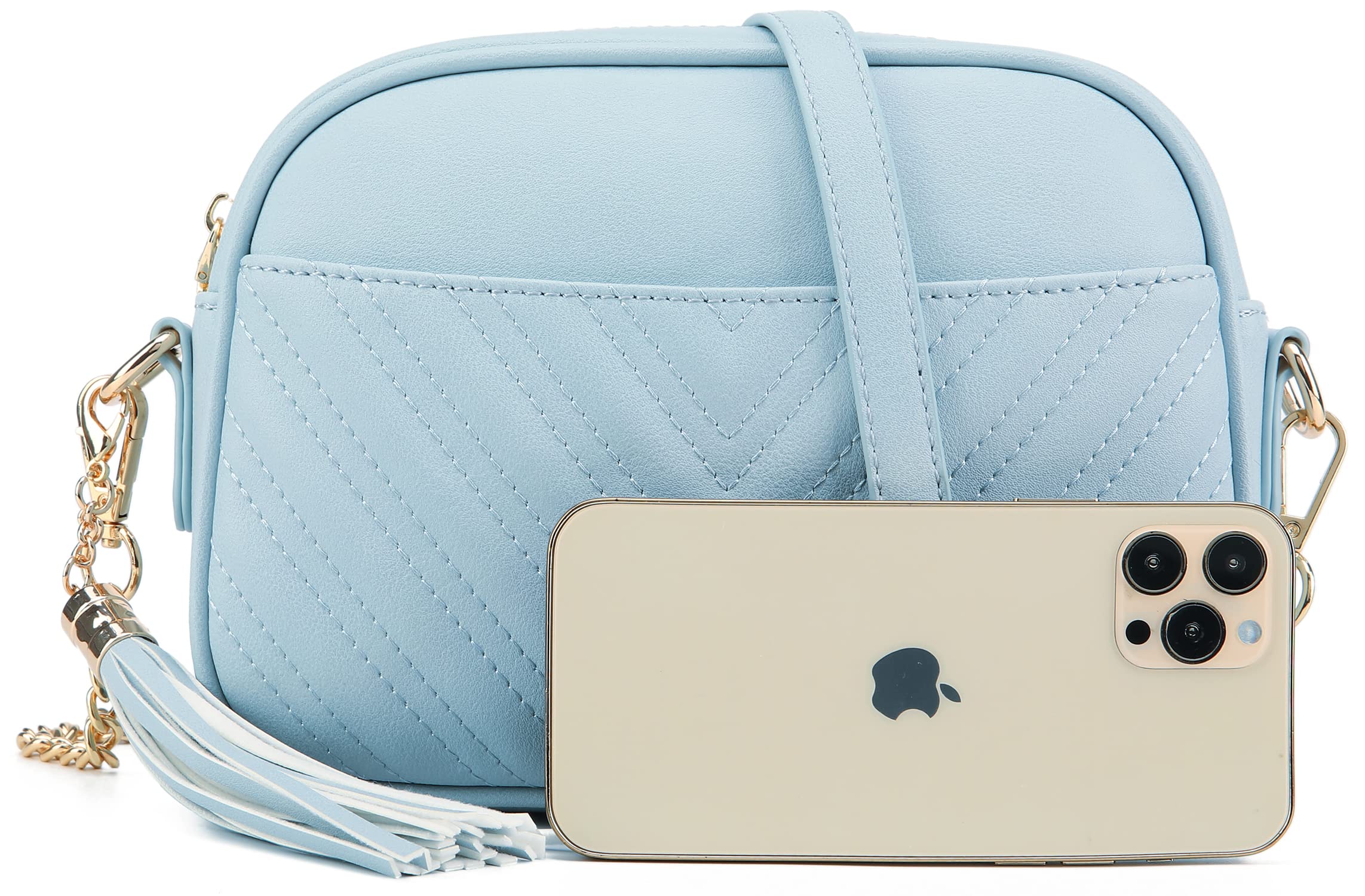 lola mae Quilted Crossbody Bag, Trendy Design Shoulder Purse (Nude)