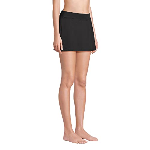 Lands' End Womens Chlorine Resistant Swim Skirt Swim Bottoms Black Long Torso 14