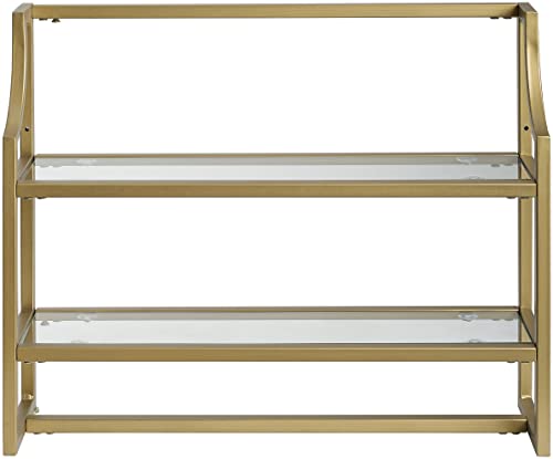 Crosley Furniture Aimee Wall Mounted Bathroom Storage Shelf with Towel Rack and Shelves, Gold