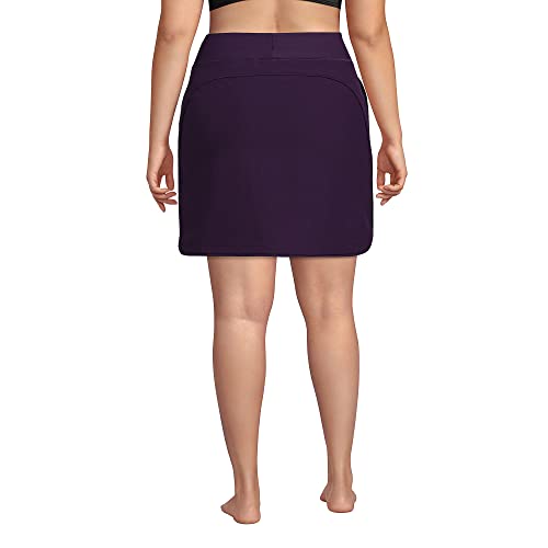 Lands' End Womens Comfort Waist Swim Skirt Swim Bottoms Skort BlackBerry Regular 14