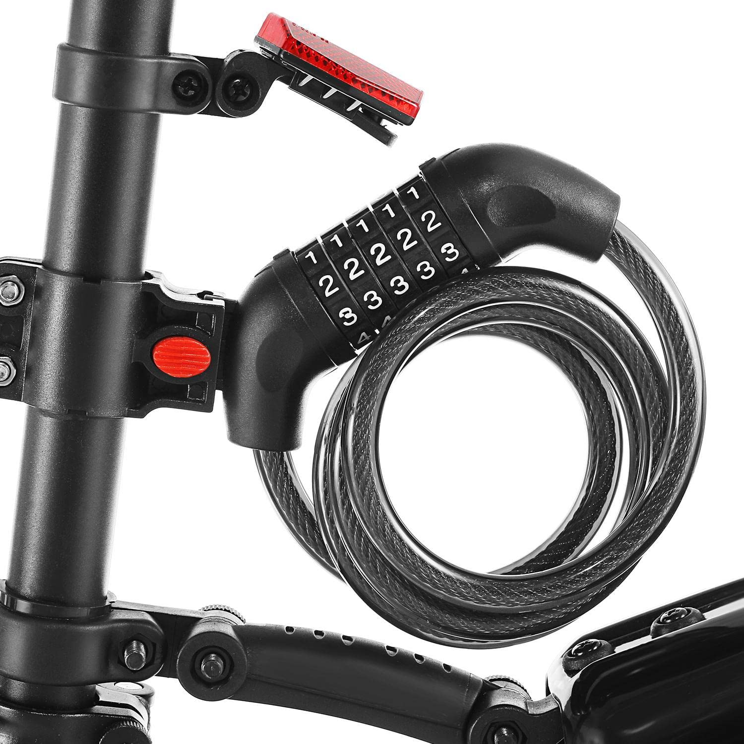 Bike Lock, Bike Locks Cable 4 Feet, Coiled High Security Bicycle Lock Anti Theft, 5 Digit Resettable Combination Bike Cable Lock