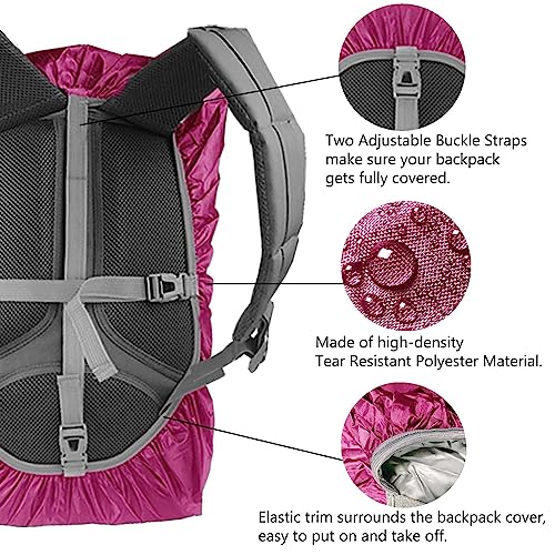 Frelaxy Waterproof Backpack Rain Cover, Upgraded Triple Waterproofing, Antislip Cross Buckle Strap (Fuchsia, S (for 15L-25L Backpack))