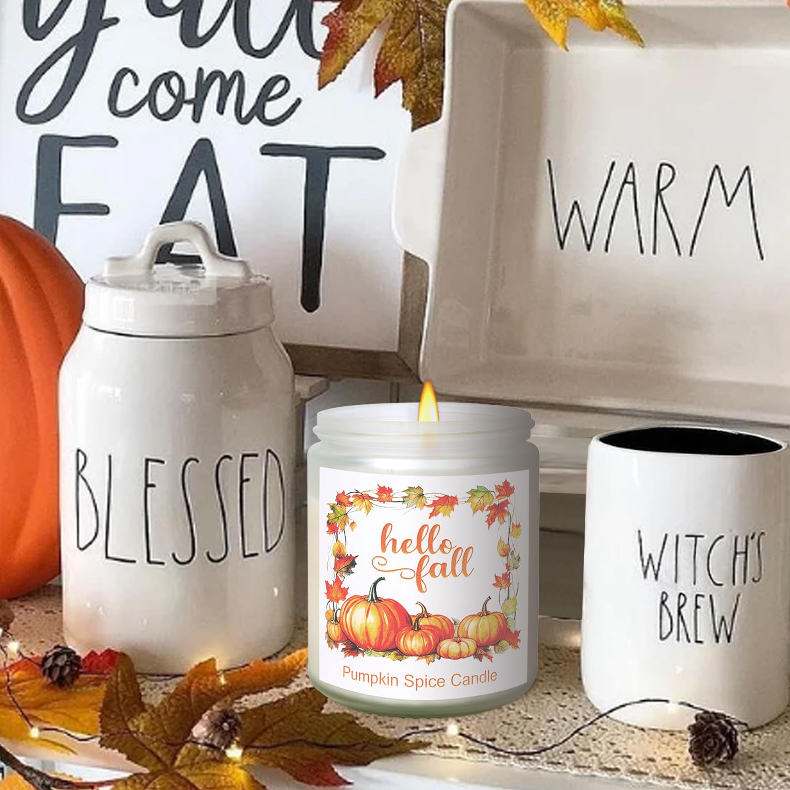 Thanksgiving Gifts, Fall Candles for Fall Decor Indoor, Pumpkin Scented Candle, Autumn Candles, Fall Decorations for Thanksgiving, Home Spice Candle Pumpkin Fall Soy Candles.