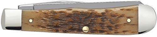 Case XX WR Pocket Knife Trapper With Genuine Bone Handle, Carbon Steel Blade(s), Length Closed: 4 1/8 Inches (Amber Bone)