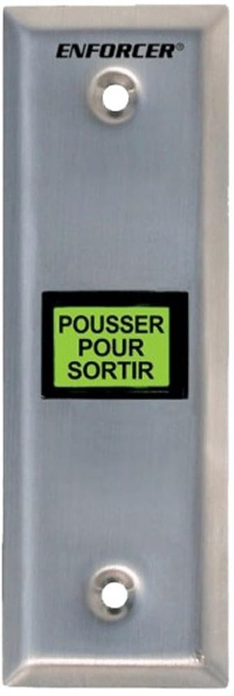 Seco-Larm SD-7103GC-PTQ Enforcer Slimline Illuminated RTE Plate with Built-in Timer, Square Illuminated Push Button with Caption "PUSH TO EXIT", Long-life green LED 12/24 VAC/VDC (~35,000hr)
