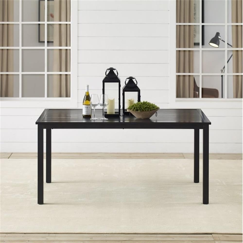 Crosley Furniture Kaplan 6-Person Rectangular Outdoor Dining Table with Umbrella Hole for Outside Patio, Oil-Rubbed Bronze