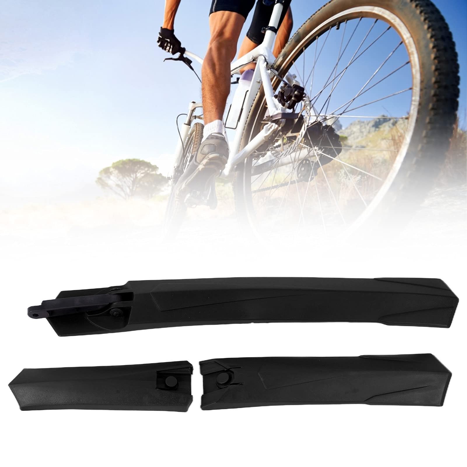 Bike Mud Guard, Road Bike Mud Guard Convenient Cleanable Simple Disassembly with Fixed Components Securing Clip for Cycling for Riding(Black)