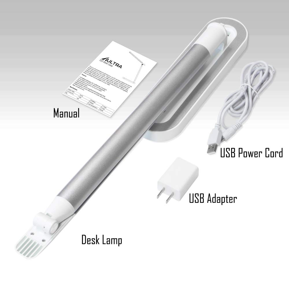 Aultra LED Desk LAMP Light - Touch Control Desk Lamp with Multiple Brightness Level - Lights for Bedroom, The Office Desk, Reading Lamps, Bedside Table and Standing Desk (White)