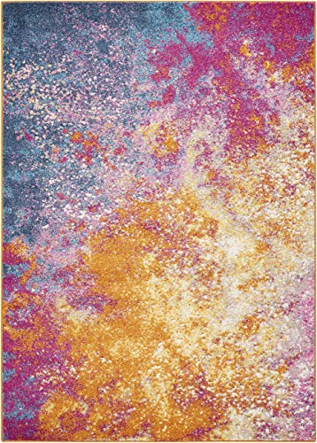 Nourison Passion Sunburst 5'3" x 7'3" Area-Rug, Modern, Abstract, Easy-Cleaning, Non Shedding, Bed Room, Living Room, Dining Room, Kitchen, (5' x 7')
