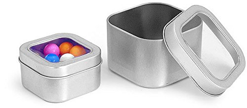 Nakpunar 6 pcs Clear Top Square Tins - 4 oz