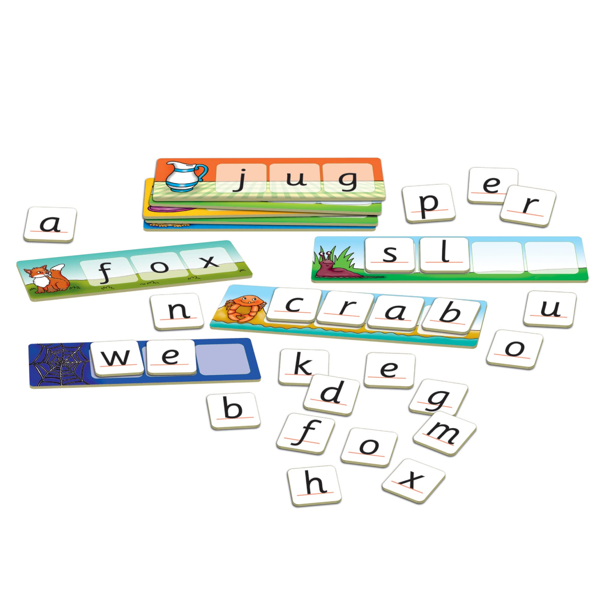 ORCHARD TOYS Moose Games Match and Spell Game. A Fun, First Reading and Spelling Game. 2 Ways to Play. Age 4+. 1-4 Players