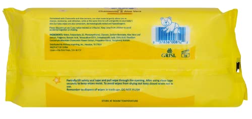 Ricitos de Oro Baby Wipes, Chamomile and Aloe Vera Refillable Baby Wipes, Moisturize and Clean Baby, Lightly Scented, Hypoallergenic, Alcohol-Fee, 6-Pack of 80 wipes each one (480 wipes)