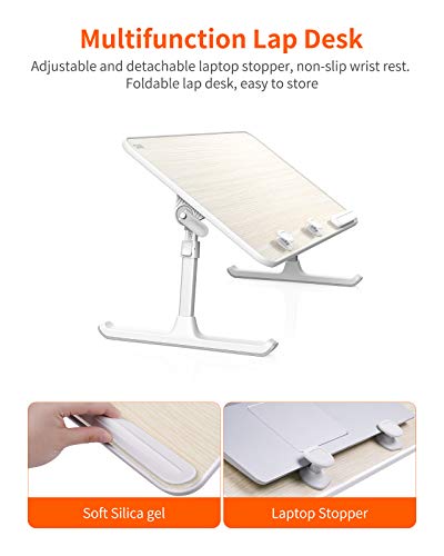 Laptop Desk for Bed, SAIJI Lap Desks Bed Trays for Eating Writing, Adjustable Computer Laptop Stand, Foldable Lap Table in Sofa and Couch(23.6 x 13Teak