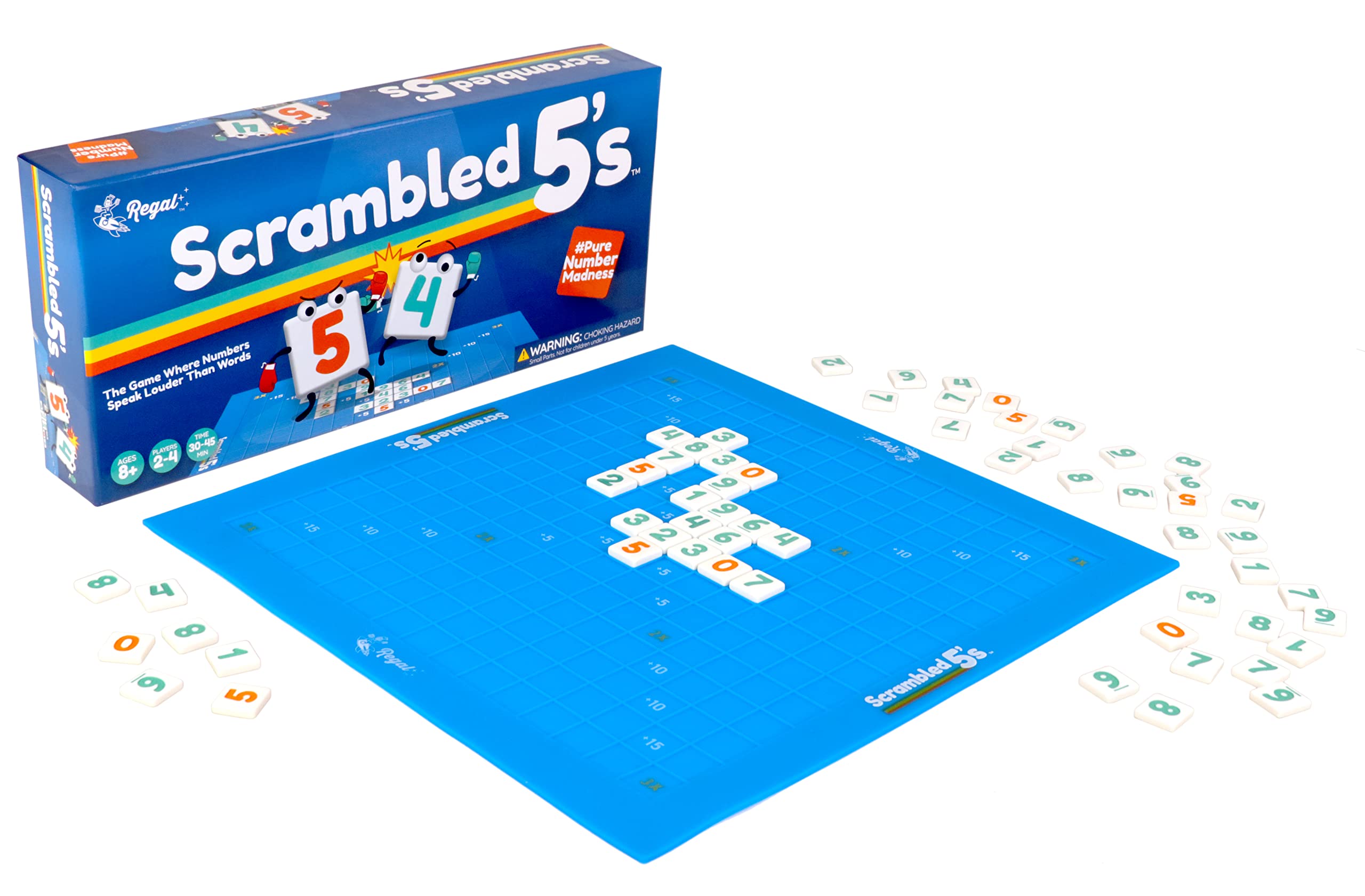 Regal Games - Scrambled 5’s - Fun Family-Friendly Math Game - Includes Silicone Game Mat - Ideal for 2-4 Players Ages 8+