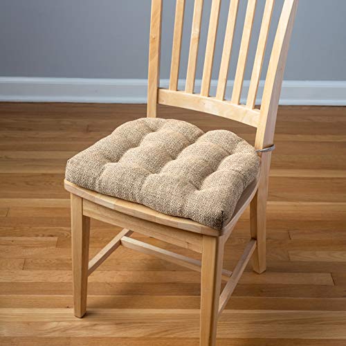 Barnett Home Decor Brisbane Camel Tweed Upholstery Chair Pads with Ties - Latex Foam Fill, Reversible - Made in USA (Tan/XL)