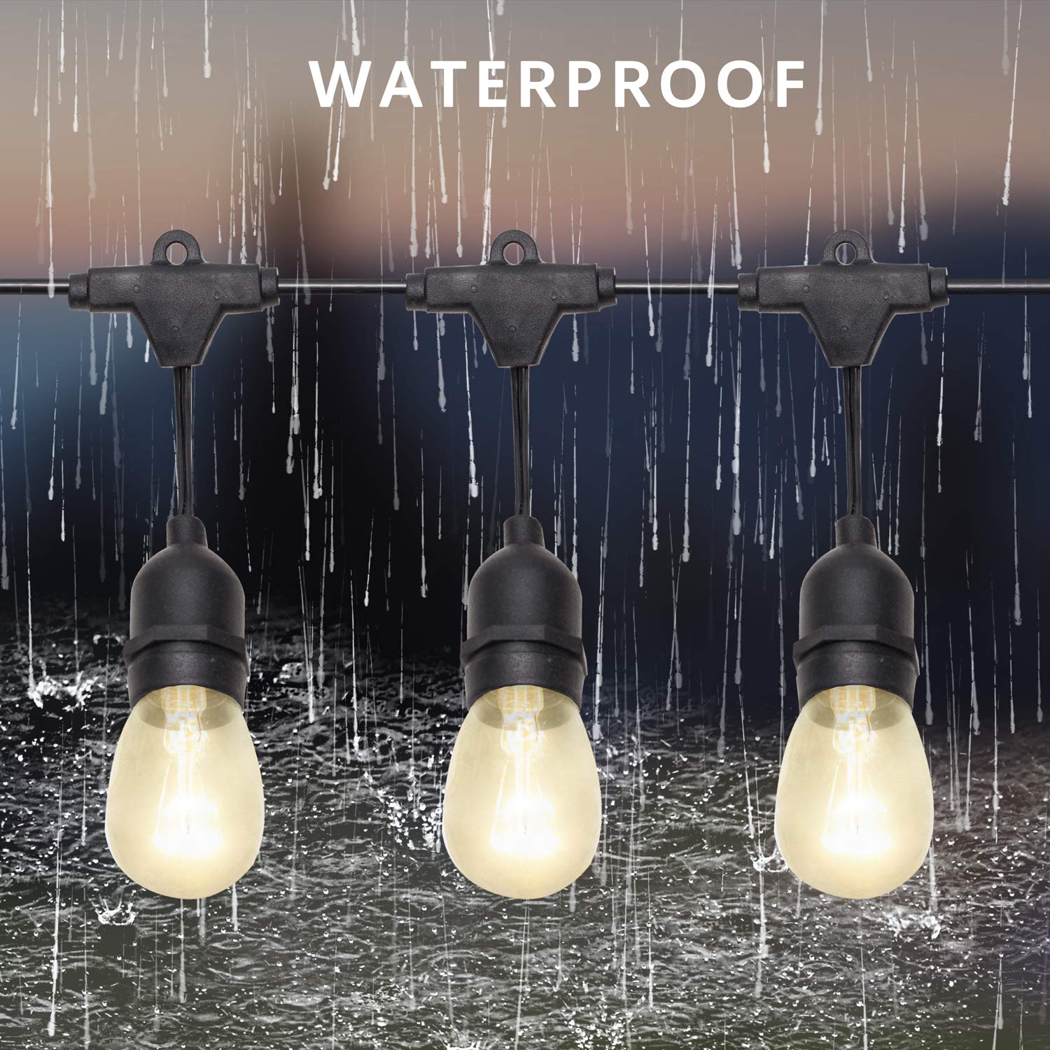 AUMGY String Light,led String Lights Outdoor, Patio Lights Outdoor, LED Light String Outdoor Waterproof Bulb Decoration 51 ft Adapter Power Supply Suitable for Garden (51.2, LED Light String)
