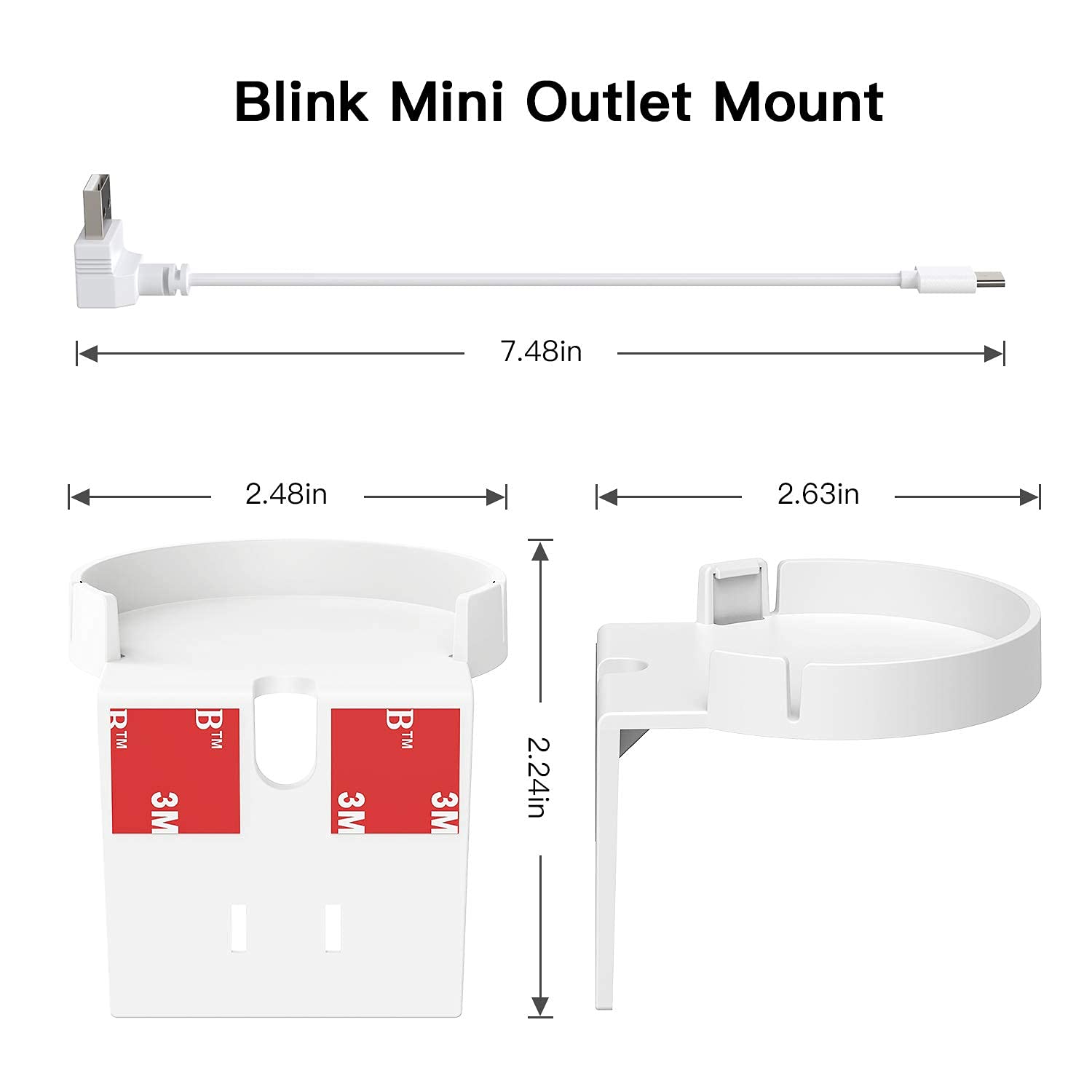 Koroao 2PACK Blink Mini Outlet Wall Mounts - AC Outlet Wall Plug Mount Stand Holder Bracket for Blink Mini Indoor Camera Without Messy Wires or Screws(Blink Mini is not Include)