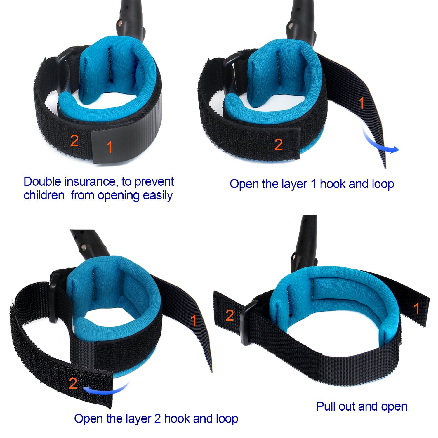 Blisstime Anti Lost Wrist Link Safety Wrist Link for Toddlers, Babies & Kids,Pack of 2 Rose Red 4.9ft and Blue 8.2 ft