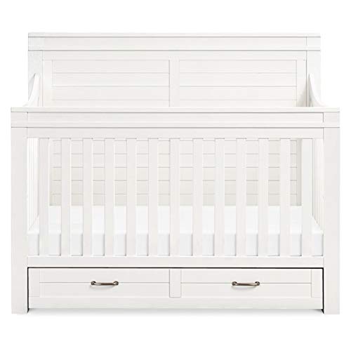 NAMESAKE Wesley Farmhouse 4-in-1 Convertible Storage Crib in Heirloom White, Greenguard Gold Certified