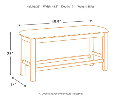 Signature Design by Ashley Morriville Counter Height Upholstered Dining Room Bench, Brown