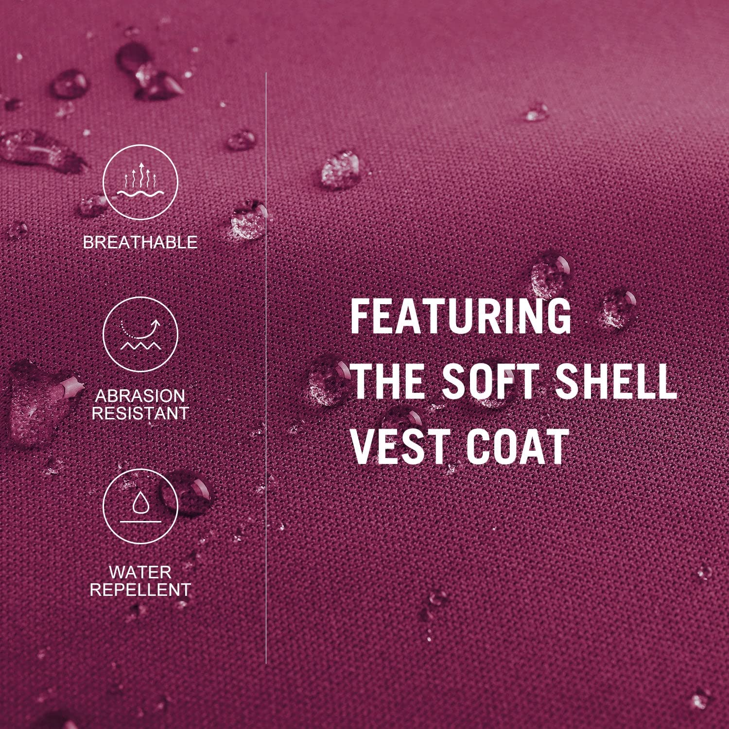 BALEAF Women's Lightweight Vest Softshell Sleeveless Jacket Windproof Stand Collar with Zipper Pockets Running Hiking Golf Rouge L