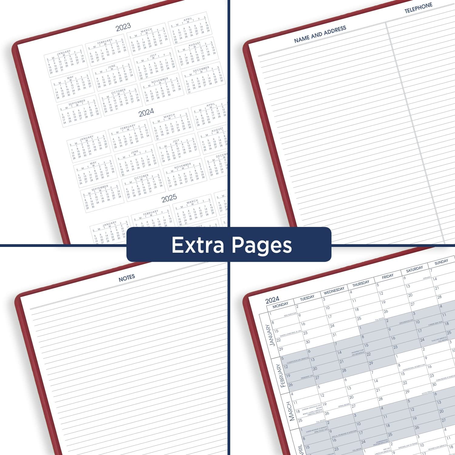 AT-A-GLANCE Fashion 2024 Monthly Planner, 9" x 11", Large, Red (702501324)