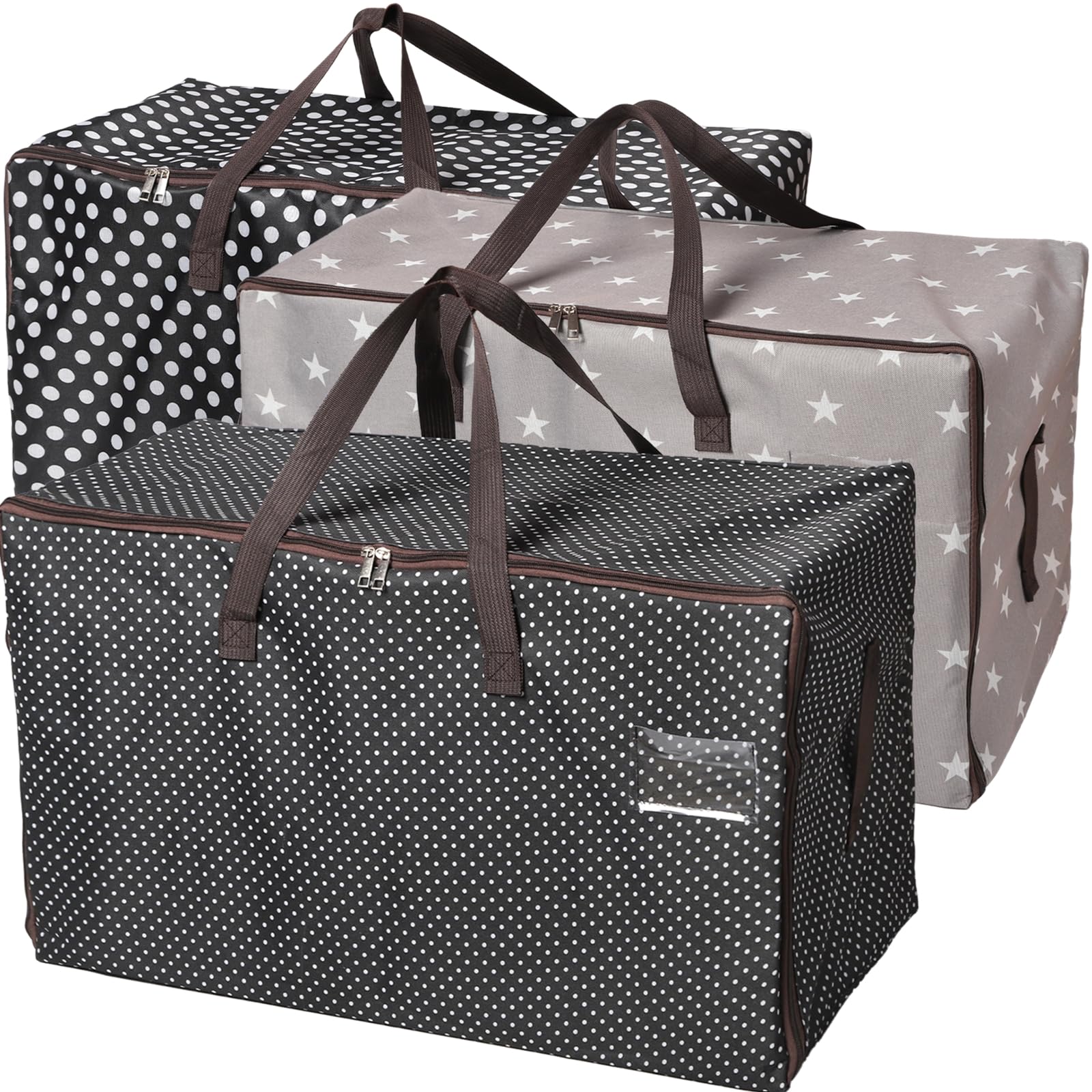 Yopay 3 Pack Extra Large Moving Bags, Heavy Duty Packing Tote Bags for Moving, Waterproof Strong Handle Zipper Clothes Storage Containers Bins for Camping and Travel, 28" L X 14" H X 16" D