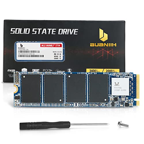 BUANIIH SSD 1TB PCle 3.0x4, NVME M.2 2280, Internal Solid State Drive,Storage and Memory Expansion for Gaming,Speeds of up-to 3400MB/s