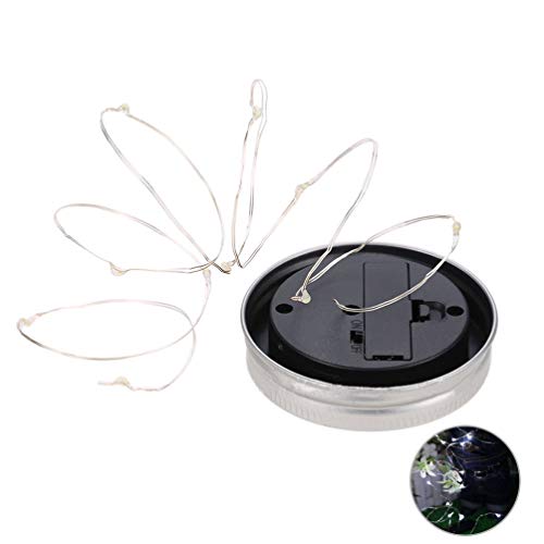 OSALADI 2M 20 LED Mason Jar Lights Solar Powered String Lights Fairy Lights for Garden Yard Home Landscape (White)