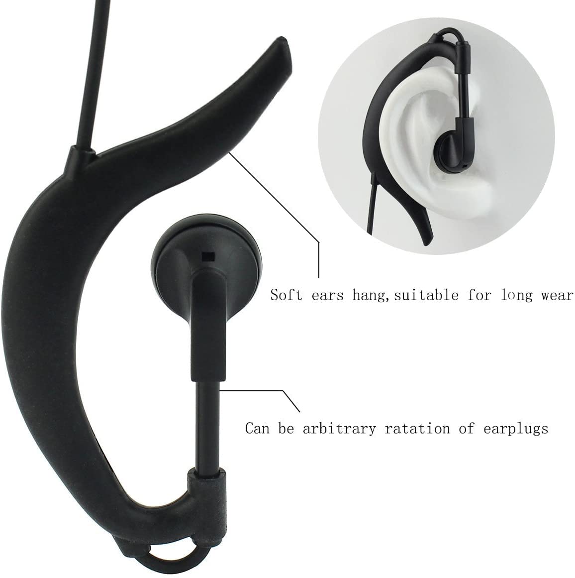 Retevis CP185 CP200D Earpiece, Compatible with Motorola CP100D GP300 GP2000 BRP40 RMU2040 RMU2080D RDU4100 RDU4160D DTR700 HYTTC610 Radios, Volume Adjustable Walkie Talkie Earpiece with Mic(10 Pack)