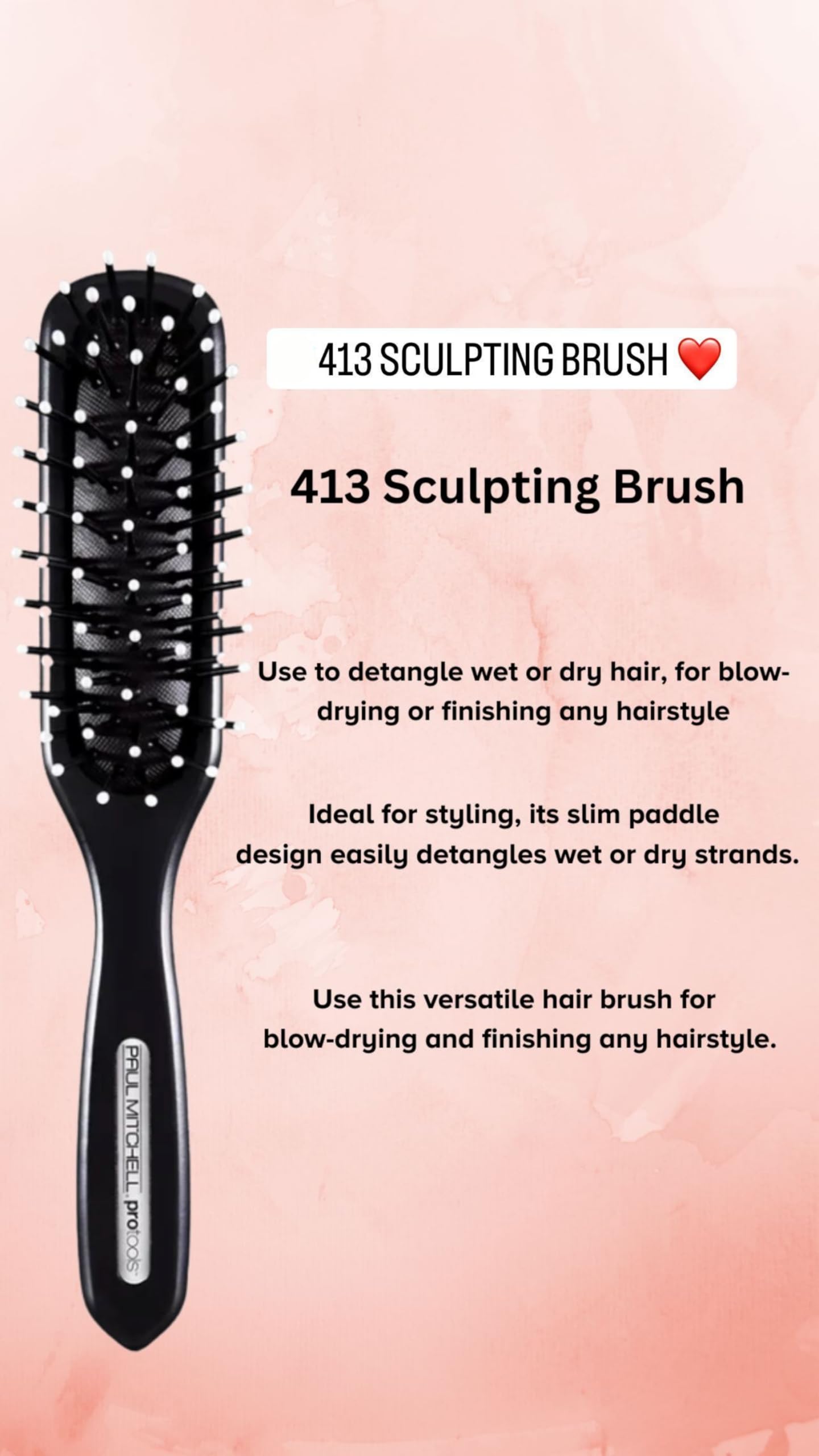 Paul Mitchell Pro Tools 413 Sculpting Brush, Classic Hair Brush for Detangling, Sculpting + Styling Wet or Dry Hair