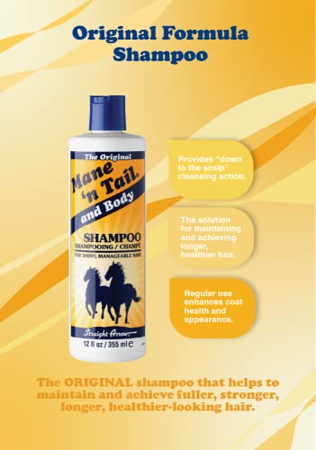 Mane 'n Tail & Body Shampoo for Shiny & MANAGEABLE Hair 12 oz For Horses and Humans