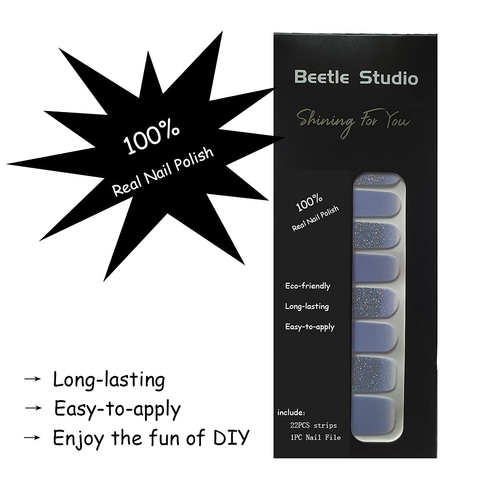Beetle Studio Adhesion 22PCS Nail Art Transfer Decals Sticker DIY Nail Polish Strips,Nail Wraps, Nail Patch, 100% Real Nail Polish Sheets Applique for Manicure, Wedding, Party,Y300-Shallow Ocean