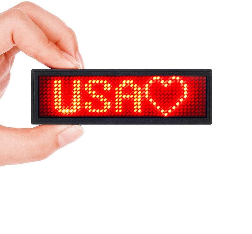 LED Name Badge for Business, USB Programming Digital Display 44 x 11 Pixels Use Rechargeable LED Card Screen for Bar Hotel Party Supermarket School and Restaurant